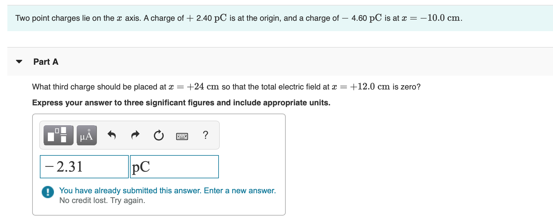 Solved Two point charges lie on the x x axis. A charge of + | Chegg.com