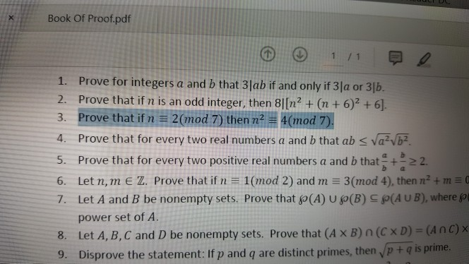 Solved Book Of Proof.pdf 1. Prove for integers a and b that | Chegg.com