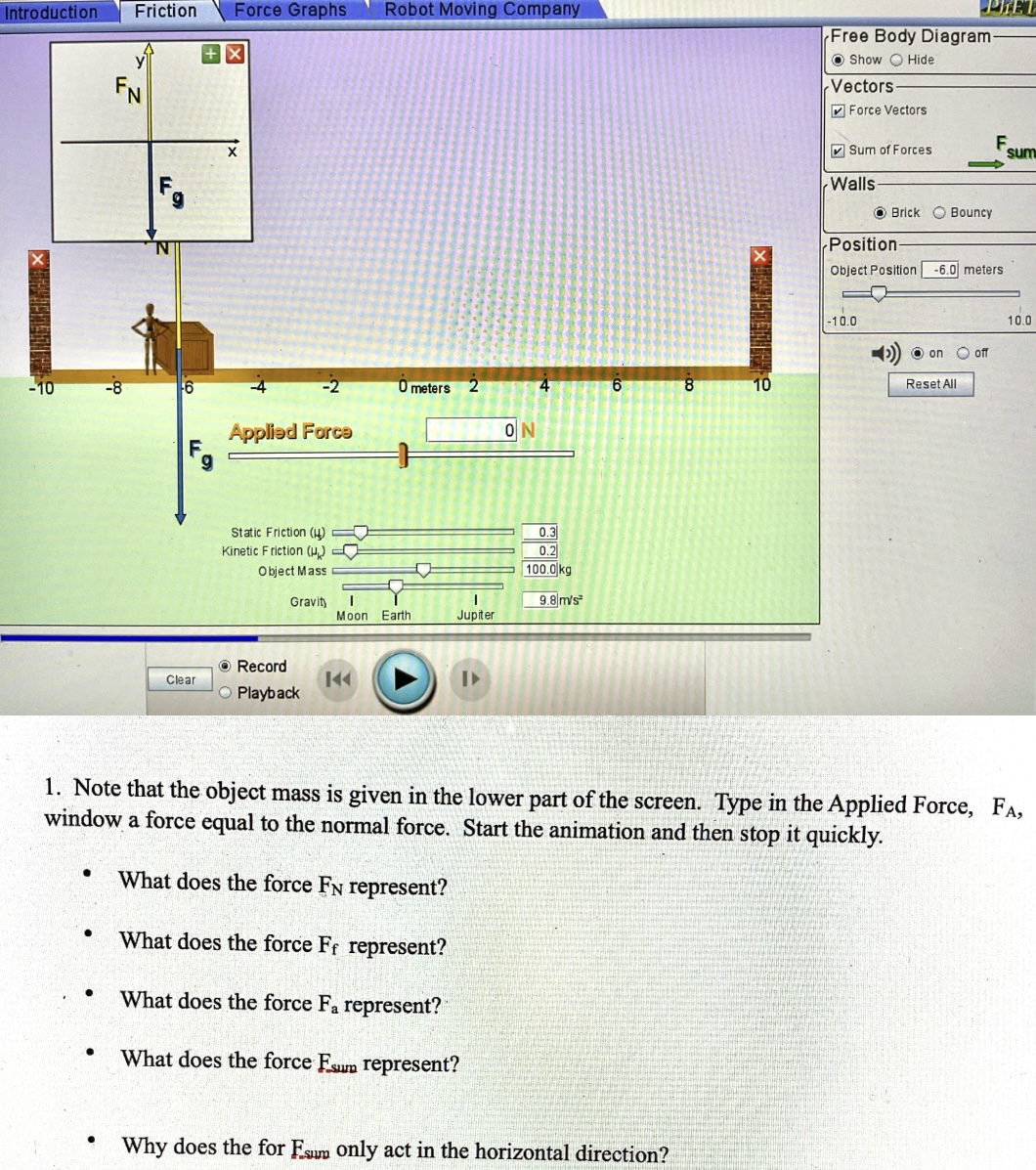Solved 1. Note that the object mass is given in the lower | Chegg.com
