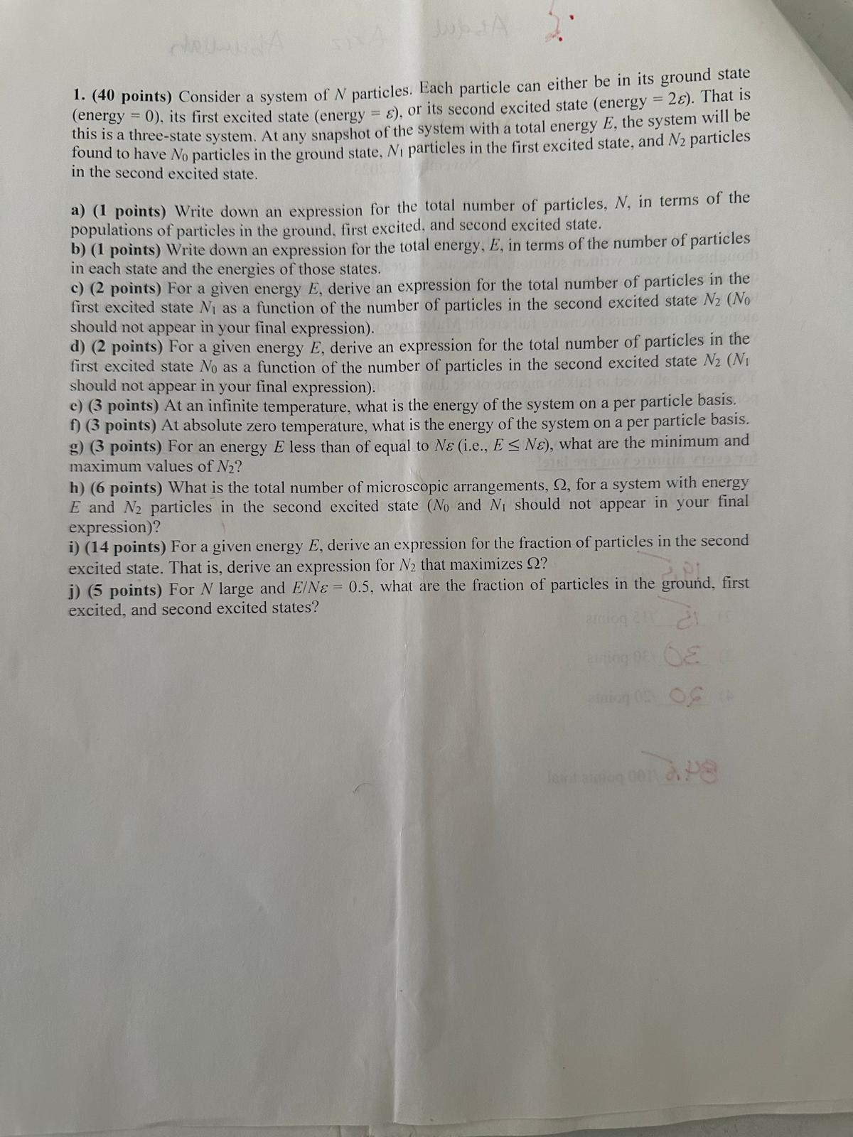 Solved ( 40 ﻿points) ﻿Consider a system of N ﻿particles. | Chegg.com
