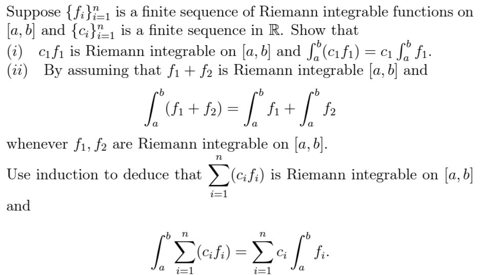 Solved Suppose fi}71 is a finite sequence of Riemann | Chegg.com