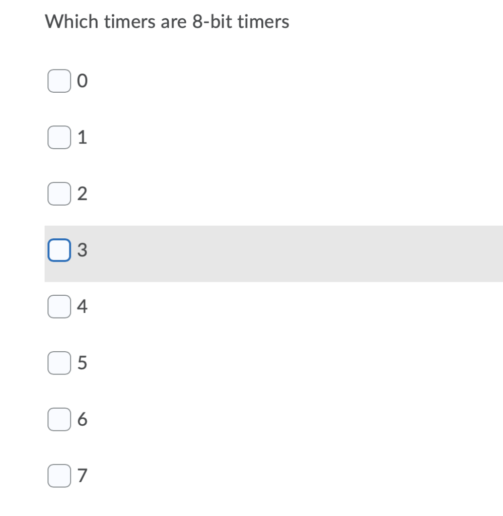 Solved Which timers are 8-bit timers 0 1 2 3 4 5 6 7 | Chegg.com