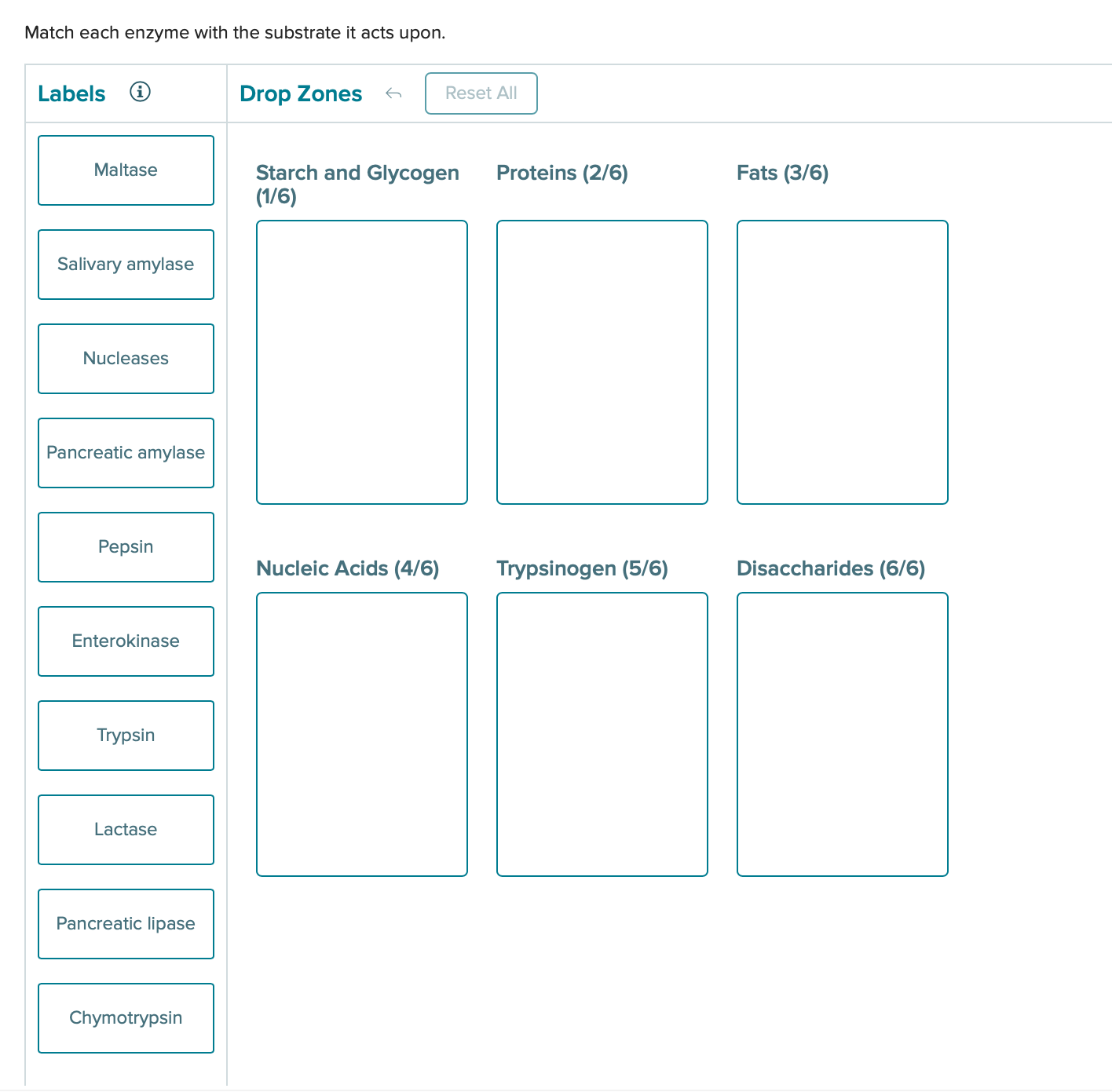 Solved Match each enzyme with the substrate it acts upon. | Chegg.com