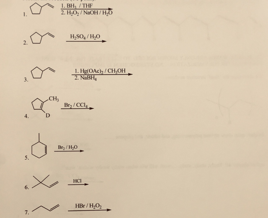 Solved 1. BHz / THE 2. H2O2 / NaOH/H2O H2SO4/H20 2. 1. | Chegg.com