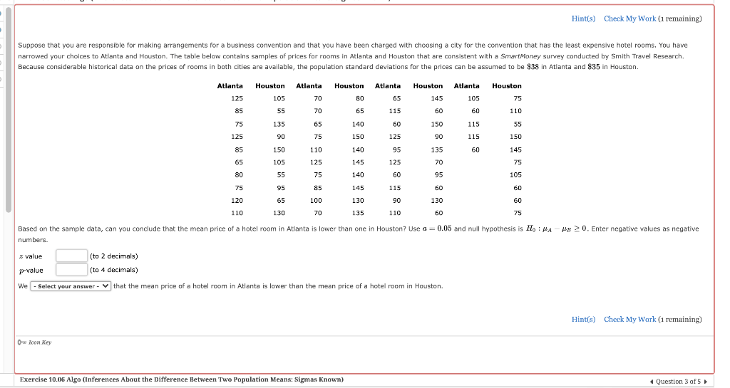 Solved Hint(s) Check My Work (1 remaining) Suppose that you | Chegg.com