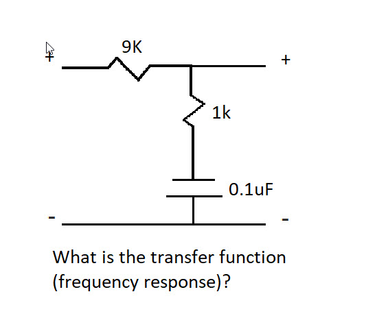 Solved 9K 1k 0.1uF What is the transfer function (frequency | Chegg.com