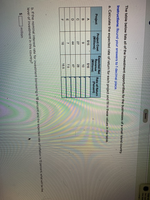 Solved The table below lists all of the investment | Chegg.com