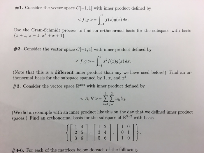 Solved #1. Consider the vector space C[-1, 1] with inner | Chegg.com