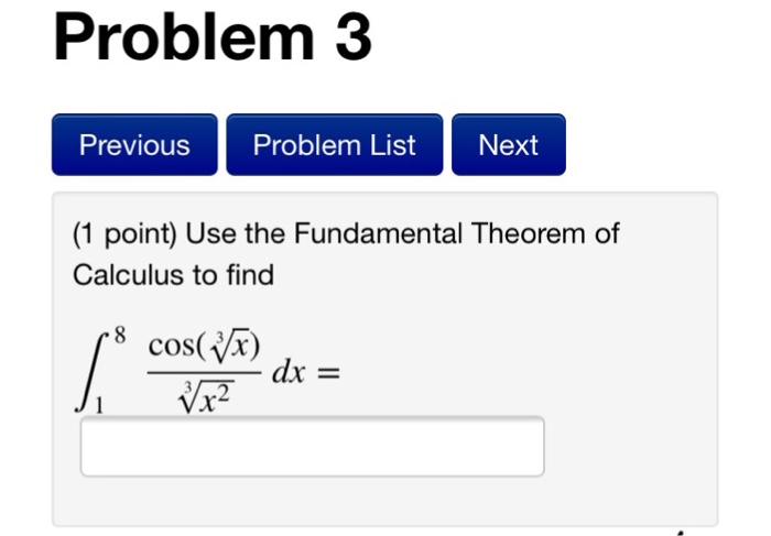 Solved Problem 3 Previous Problem List Next (1 point) Use | Chegg.com
