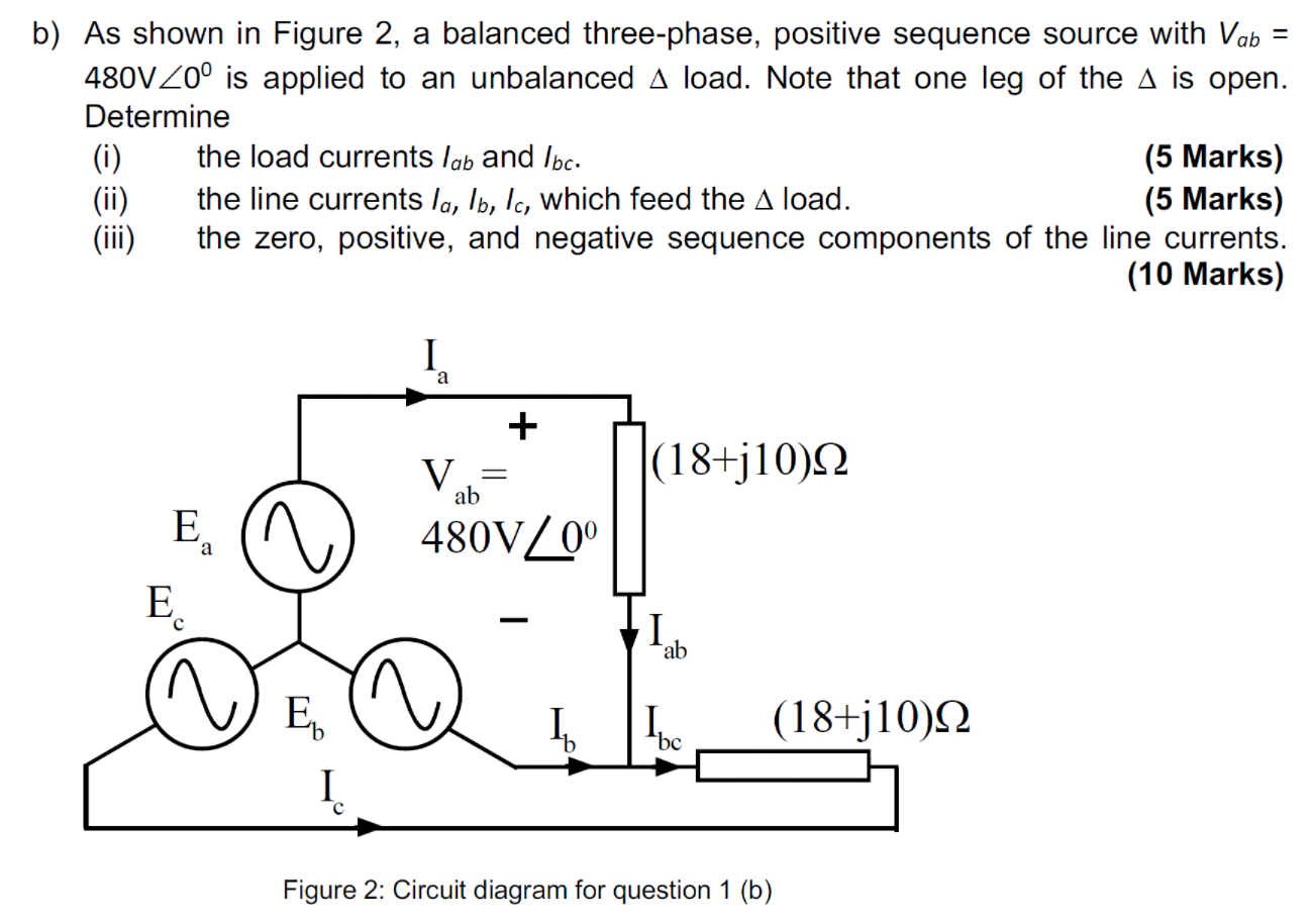 Solved = b) As shown in Figure 2, a balanced three-phase, | Chegg.com