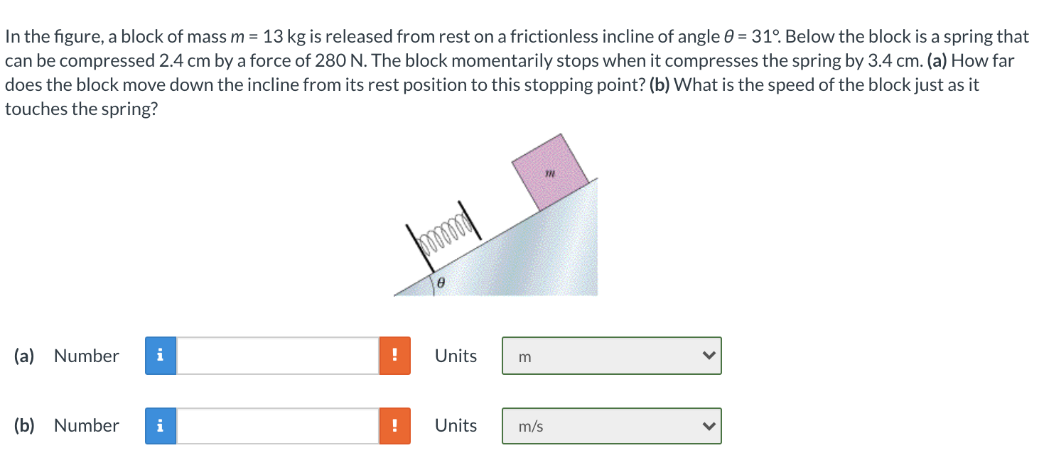 Solved In the figure, a block of mass m = 13 kg is released | Chegg.com