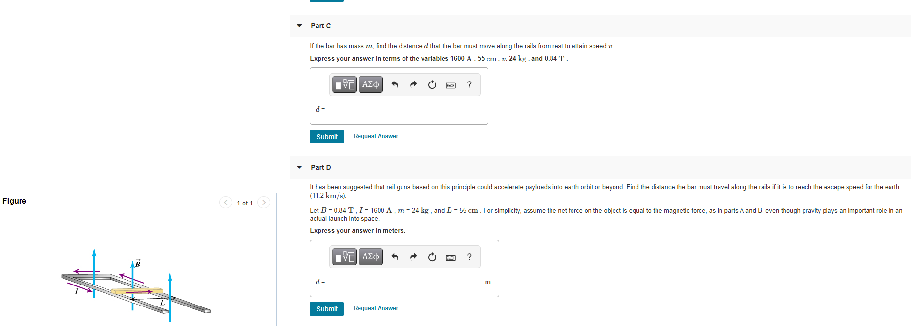 Solved A conducting bar with mass m and length L slides over | Chegg.com