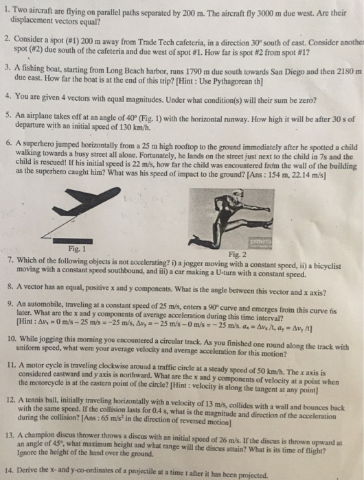 Solved Two aircraft are flying on parallel paths separated | Chegg.com