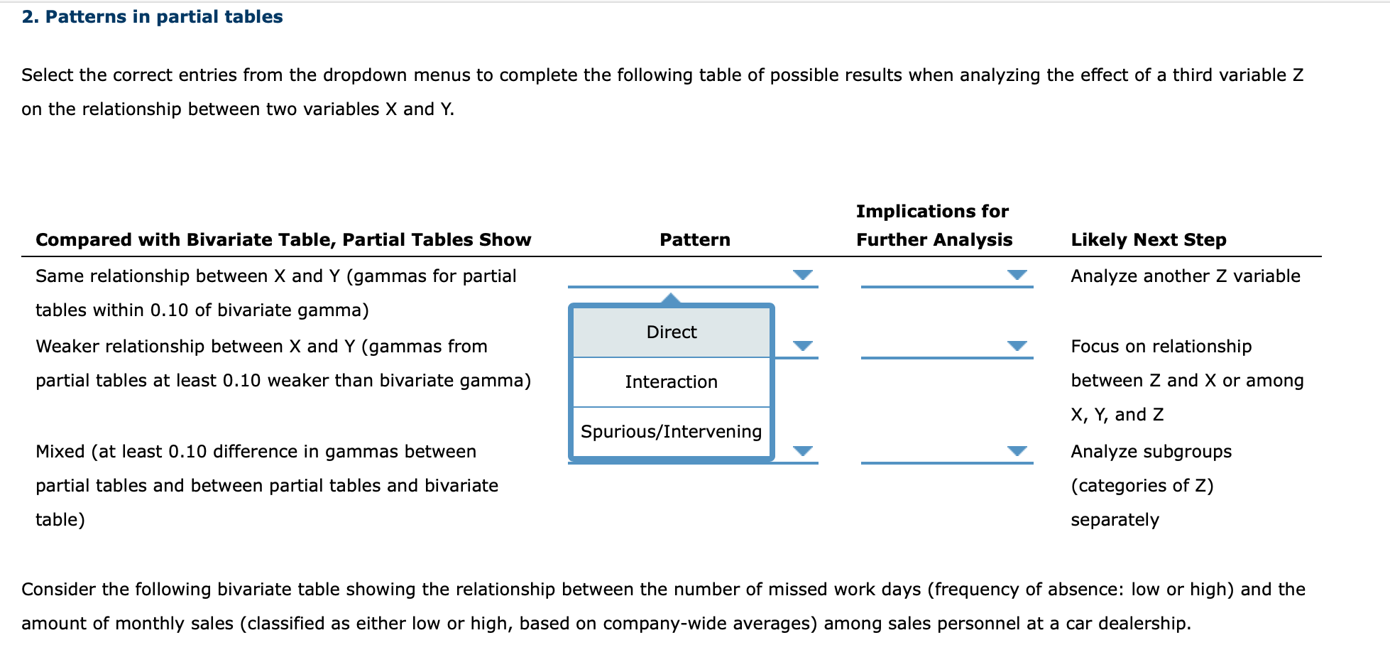 2. Patterns in partial tables Select the correct | Chegg.com