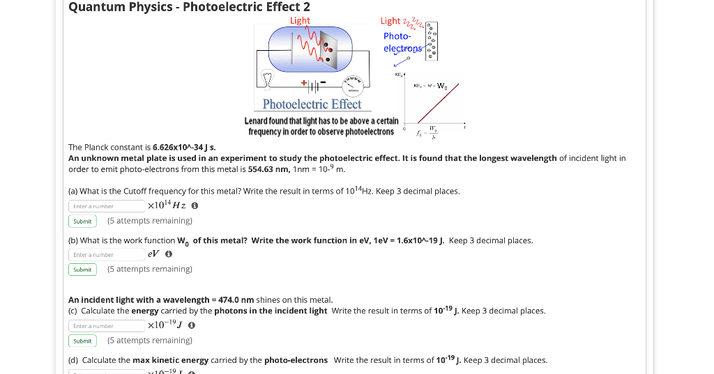 Solved Quantum Physics - Photoelectric Effect 2 Light Light | Chegg.com