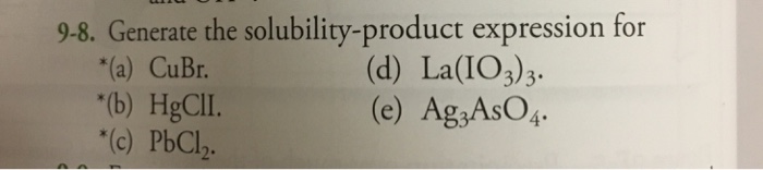 Solved 9-8. Generate the solubility-product expression for | Chegg.com