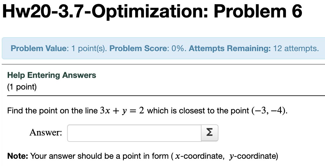 Solved Hw20-3.7-Optimization: Problem 6 Problem Value: 1 | Chegg.com