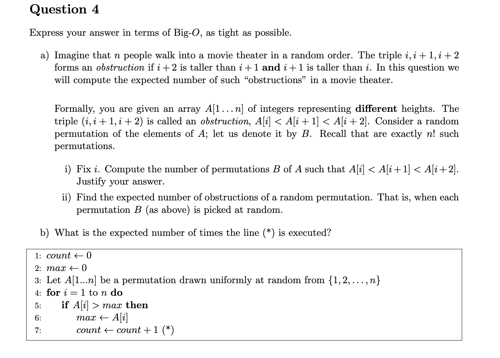 Solved Express your answer in terms of Big−O, as tight as | Chegg.com