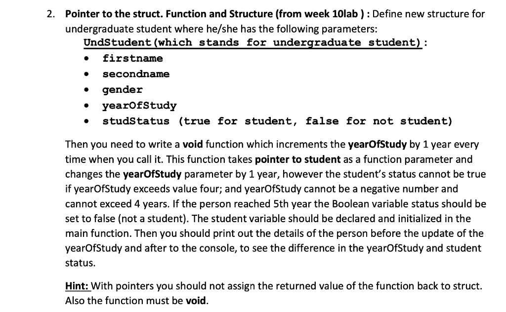 Solved 2. Pointer to the struct. Function and Structure | Chegg.com