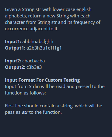 Solved Given a String str with lower case english alphabets, | Chegg.com