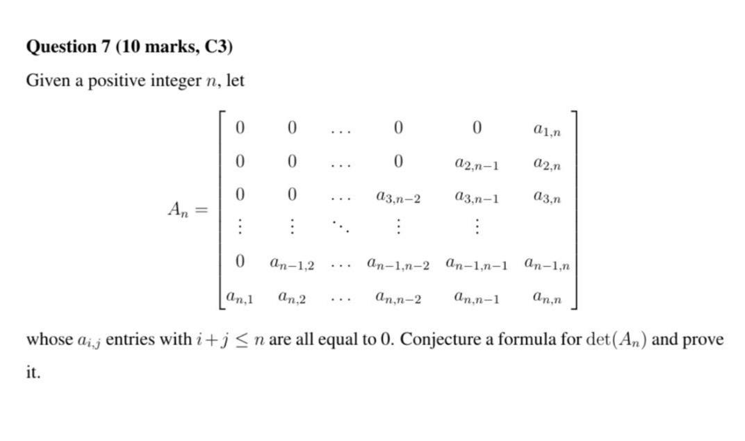 Solved Question 7 (10 marks, C3) Given a positive integer n, | Chegg.com