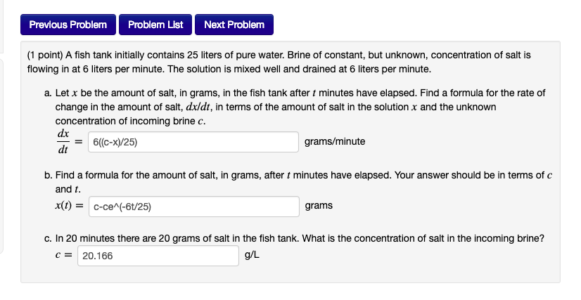 Solved Previous Problem Problem List Next Problem (1 point) | Chegg.com
