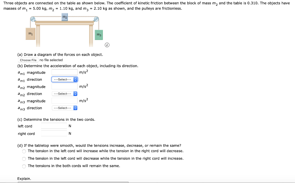 Solved Three objects are connected on the table as shown | Chegg.com