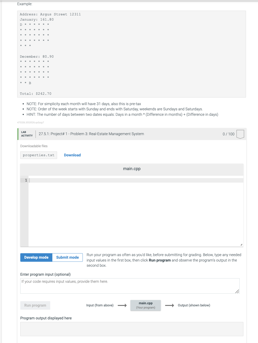 Solved 27.5 Project\# 1 - Problem 3: Real-Estate Management | Chegg.com