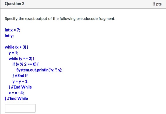 Solved Specify the exact output of the following pseudocode | Chegg.com