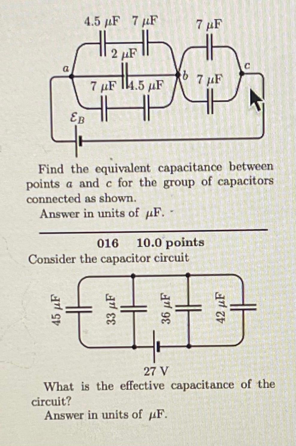 Solved Find the equivalent capacitance between points a and | Chegg.com