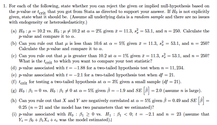 Solved 1. For each of the following, state whether you can | Chegg.com