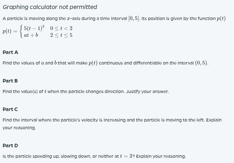 Solved Graphing calculator not permitted A particle is | Chegg.com