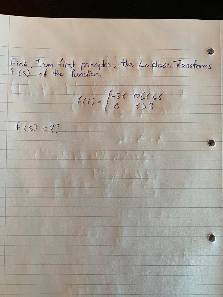 Solved Find, from first principles, the Laplace Transforms F | Chegg.com