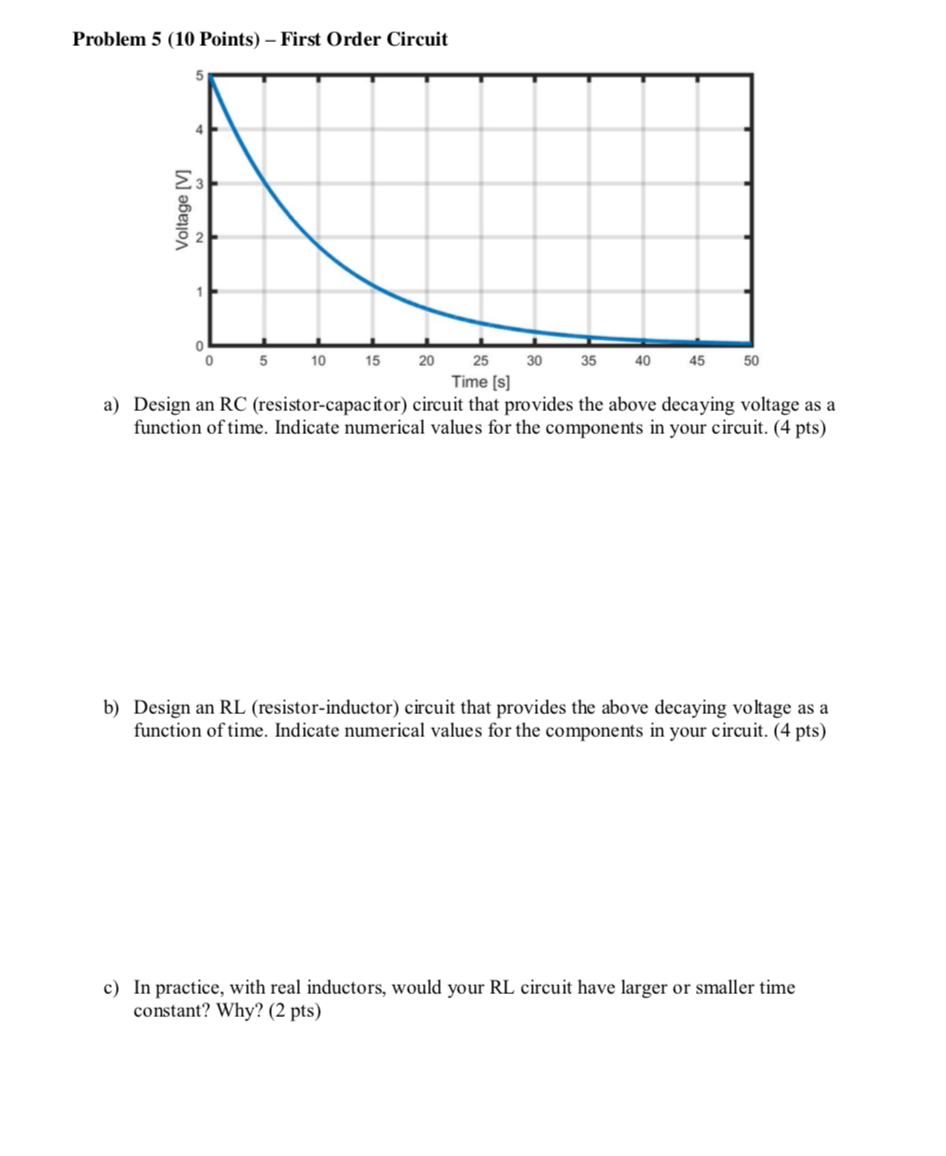 Solved Problem 5 10 Points First Order Circuit Voltage 1535