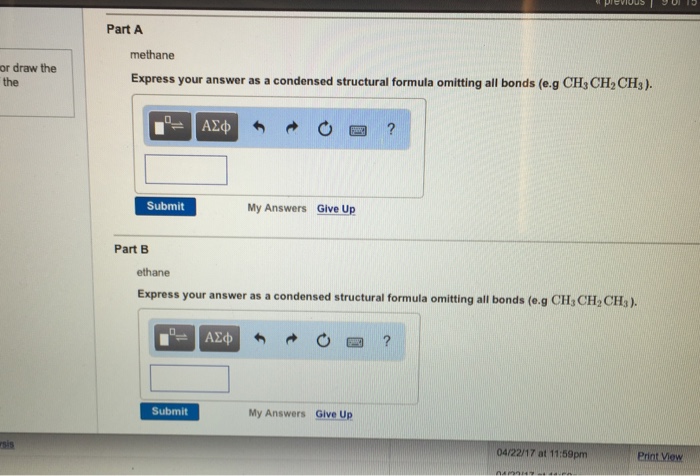Solved Methane Express your answer as a condensed | Chegg.com