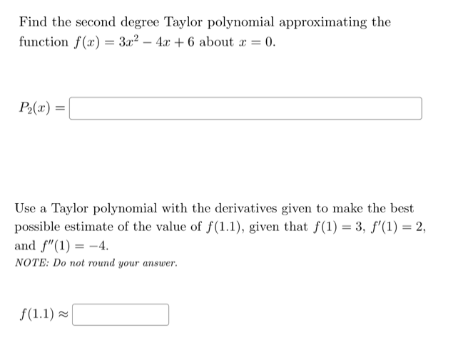 Solved Find the second degree Taylor polynomial | Chegg.com