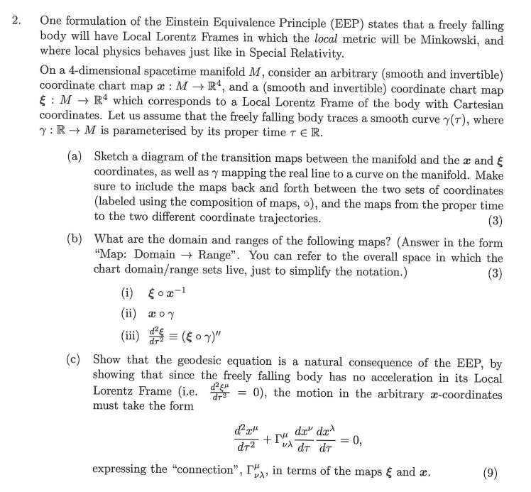 Solved One formulation of the Einstein Equivalence | Chegg.com