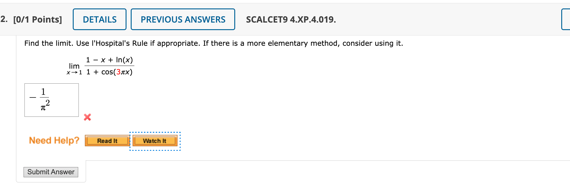 Solved SCALCET9 4.XP.4.019. Find the limit. Use I'Hospital's | Chegg.com