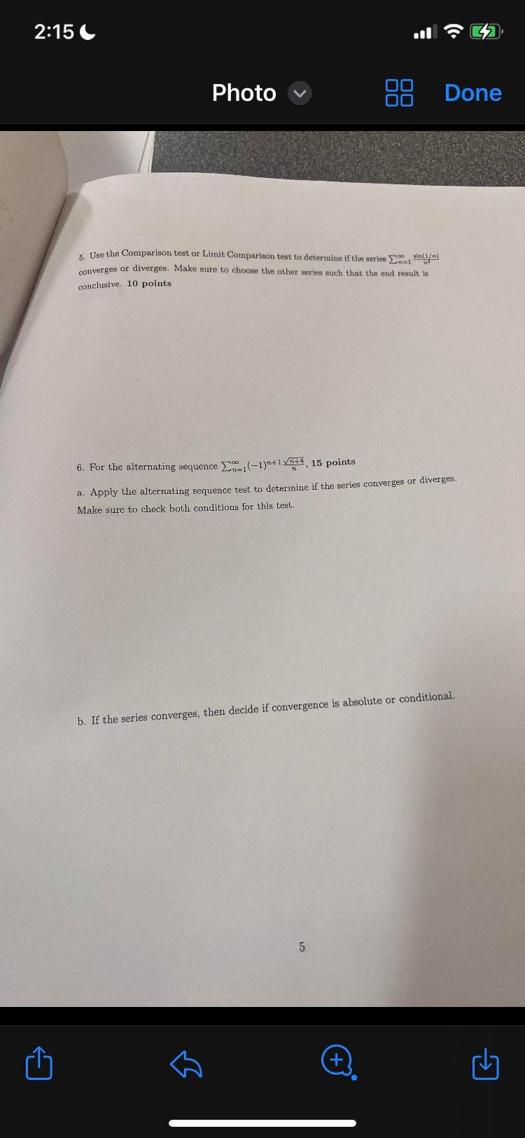 Solved 5 Use The Comparison Test Or Limit Comparison Test