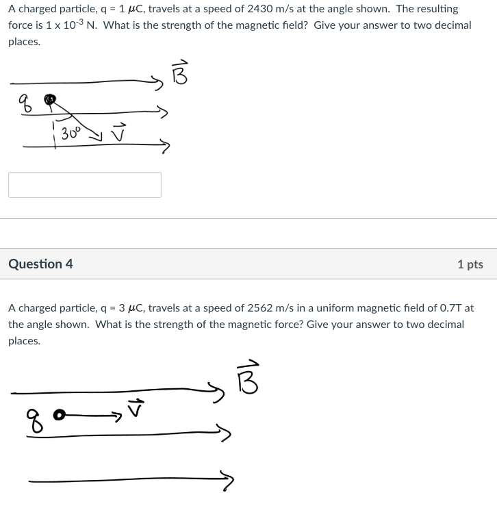 Solved A charged particle, q-1 HC, travels at a speed of | Chegg.com