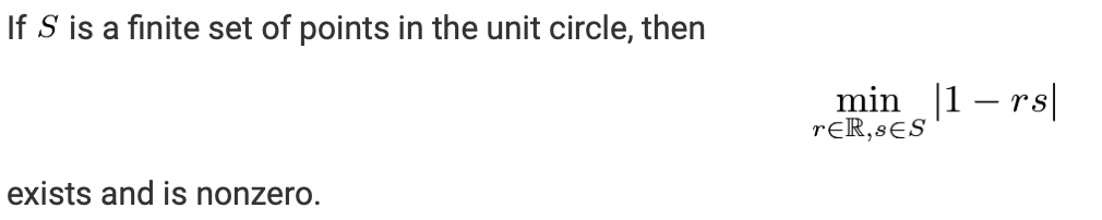 Solved If S is a finite set of points in the unit circle, | Chegg.com