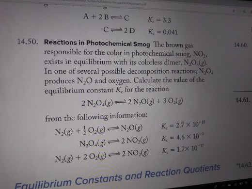 Solved The brown gas responsible for the color in | Chegg.com