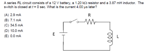 Solved A series RL circuit consists of a 12 V battery, a | Chegg.com