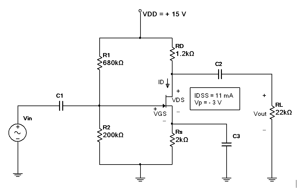 Solved Given The Following Jfet Common Source Amplifier With