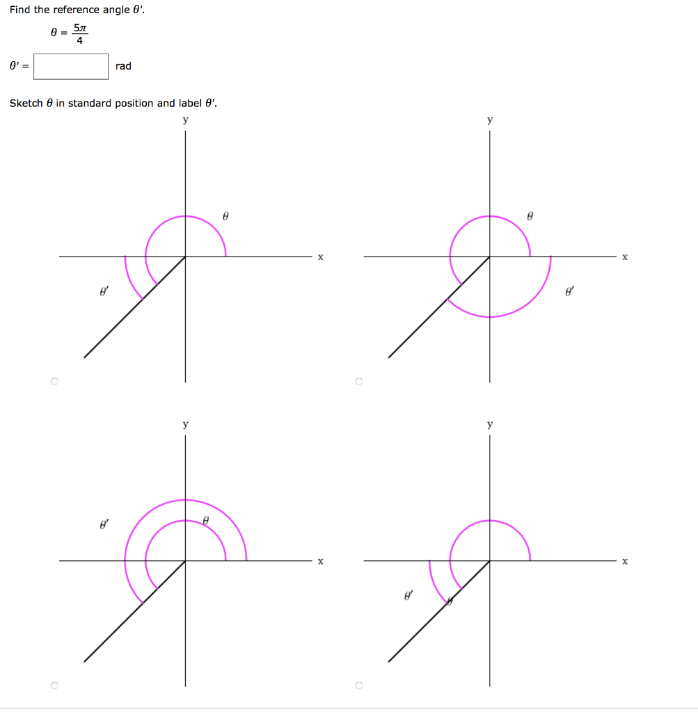 Solved Find the reference angle θ. 4 rad Sketch θ in | Chegg.com