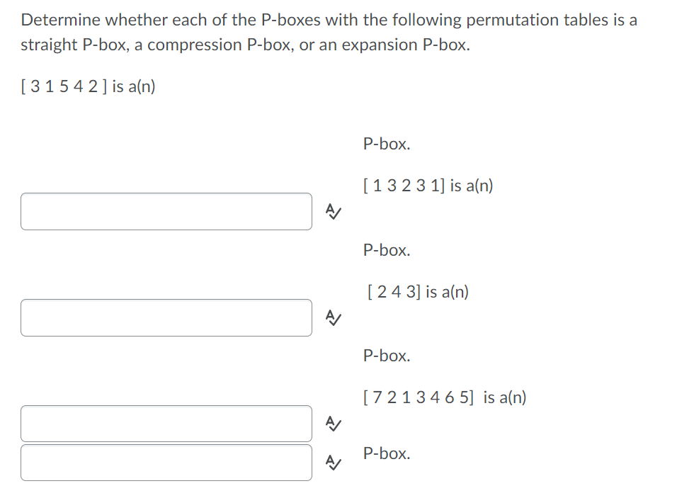 Solved Determine whether each of the P-boxes with the | Chegg.com