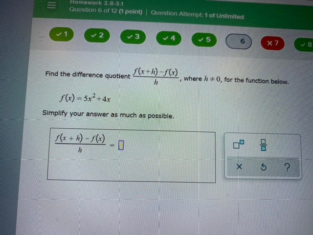 Solved Homework 2.8-3.1 Question 6 of 12 (1 point) | | Chegg.com