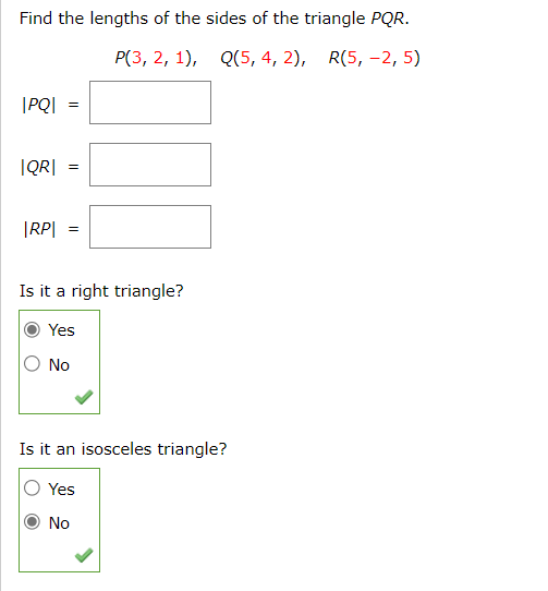 Solved Find the lengths of the sides of the triangle PQR. | Chegg.com