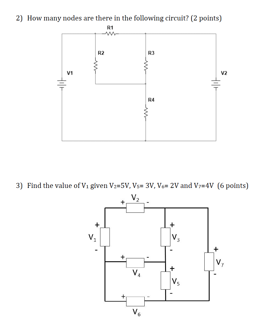 Solved 2) How many nodes are there in the following circuit? | Chegg.com