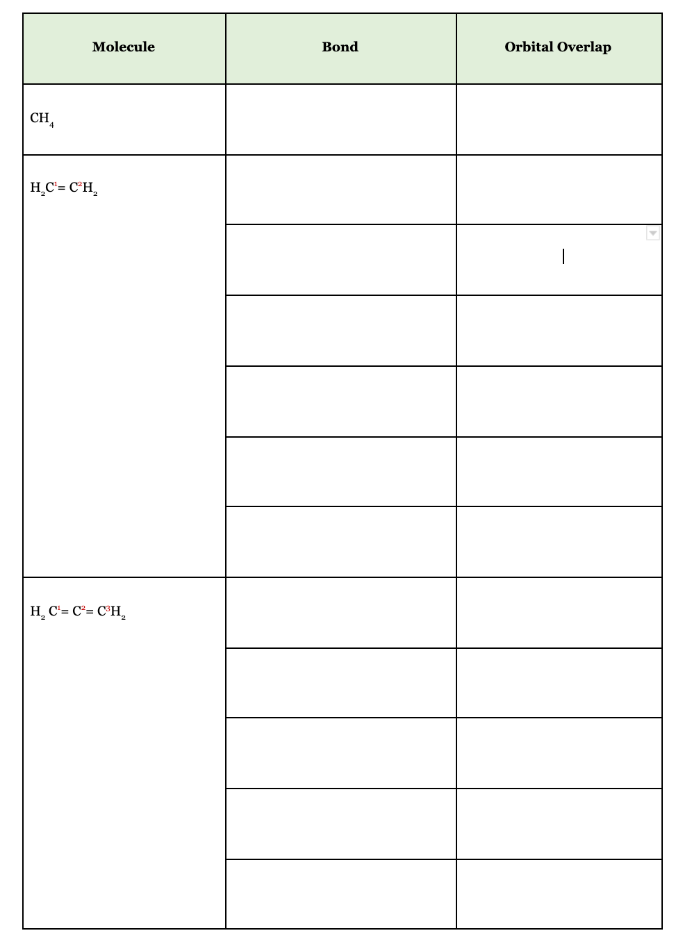 Solved Based on the hybridizations you indicated for | Chegg.com